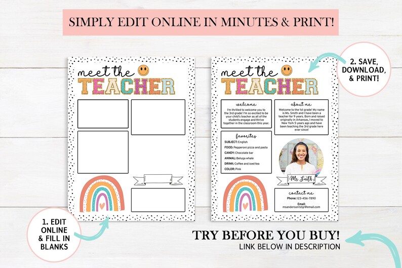 Retro Meet the Teacher Template, Editable Teacher Printable, Groovy ...