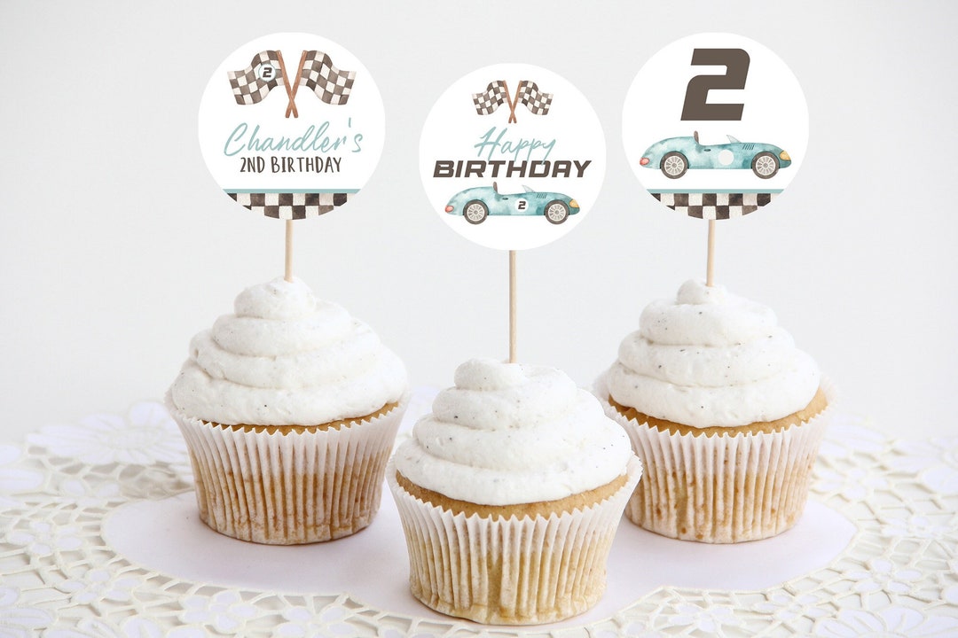 Editable Two Fast Cupcake Toppers, Two Fast Birthday Decorations Boy ...