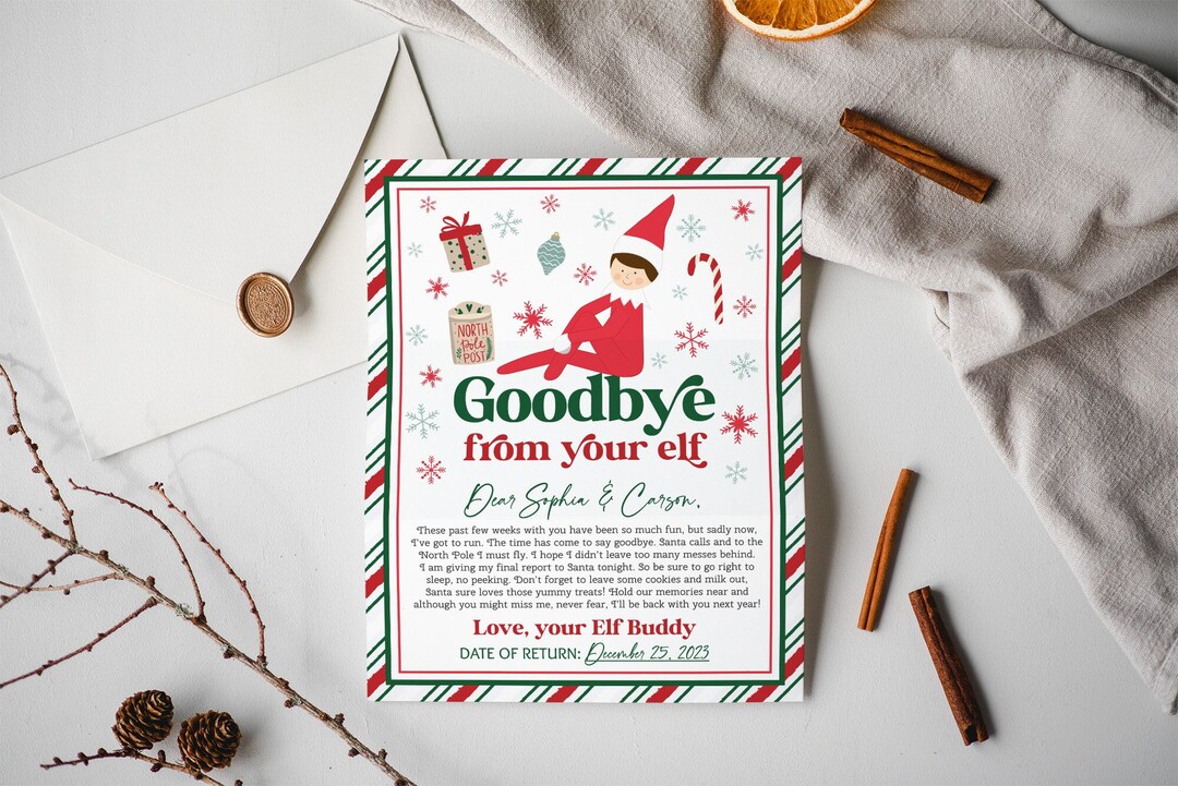 Elf Goodbye Letter, Elf Farewell, Christmas Eve Box Filler, Elf Return ...