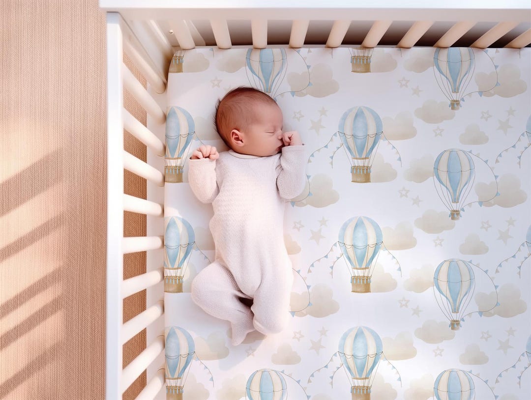 Hot Air Balloon Crib Sheet, Hot Air Balloon Nursery, Baby Boy Bedding ...