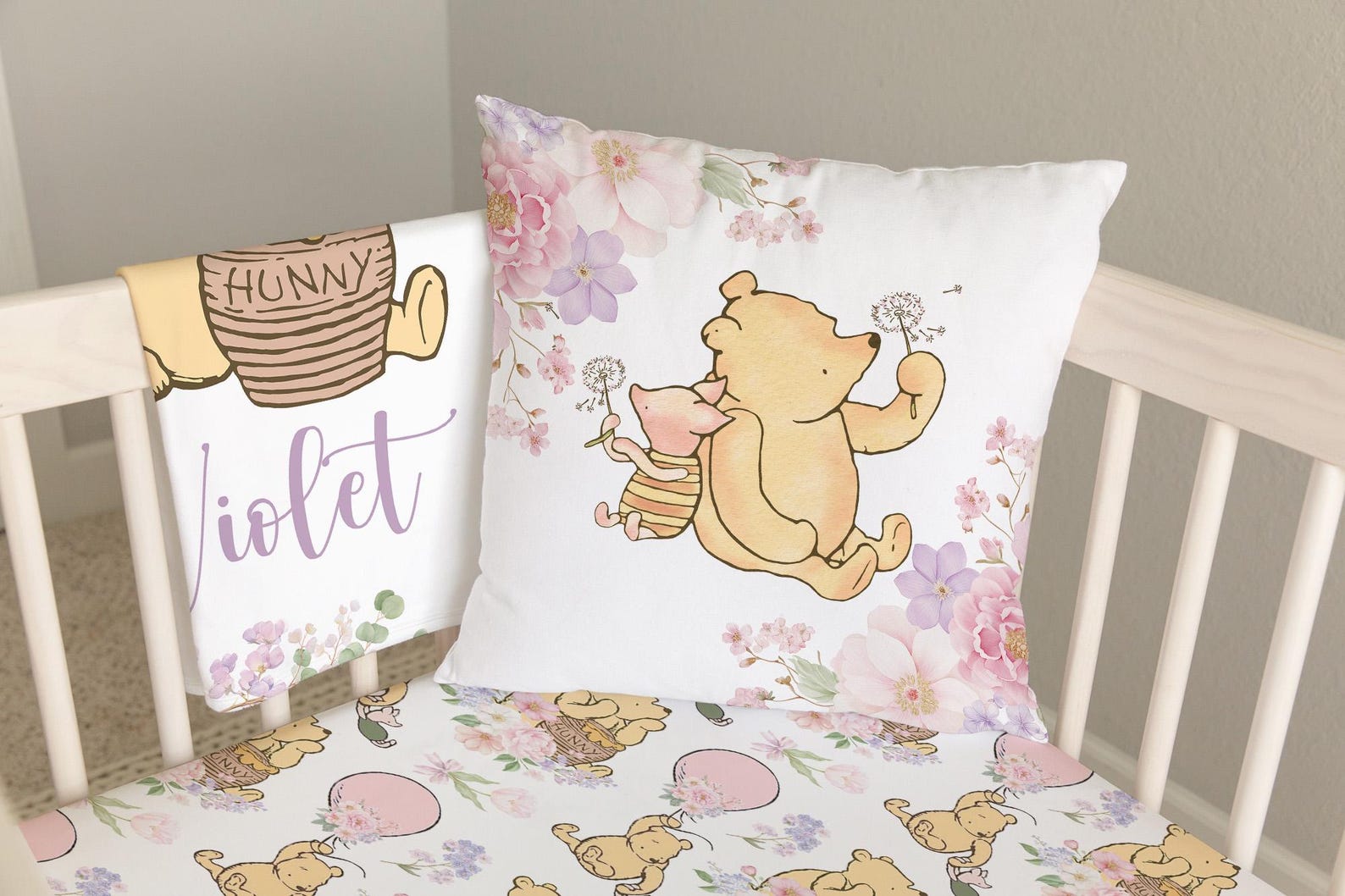 Winnie-the-pooh Nursery Bedding, Baby Girl Crib Bedding Set, Classic ...