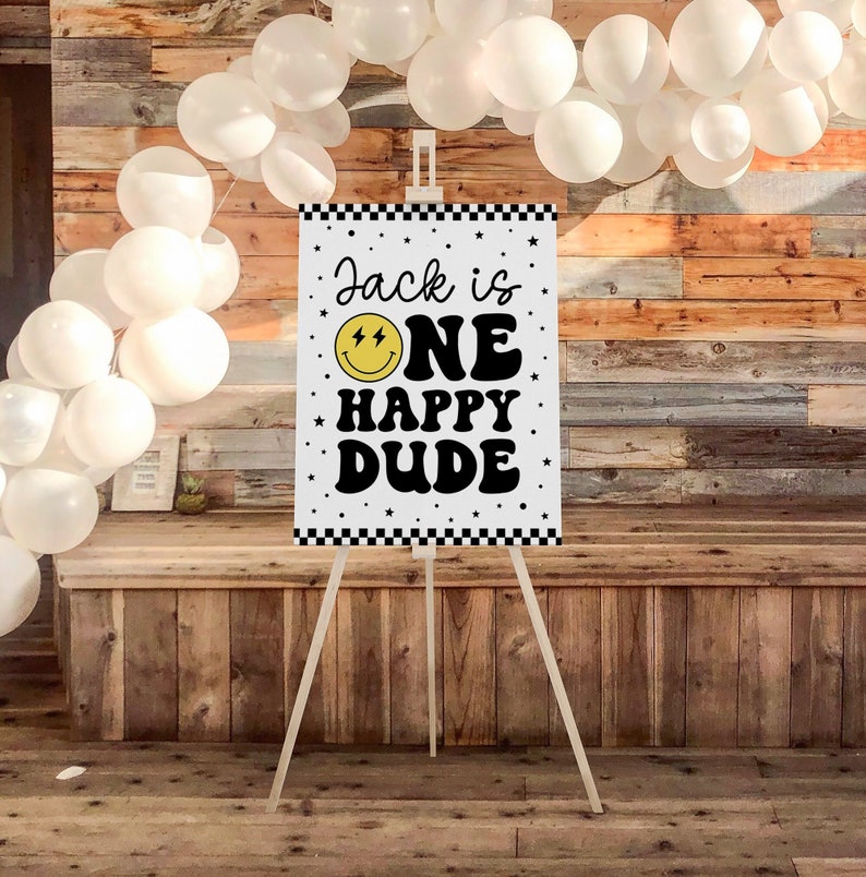 One Happy Dude Birthday Sign Birthday Welcome Sign One Happy - Etsy