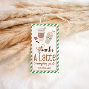 Thanks A Latte Tag Printable, Teacher Appreciation Gift Tag Template ...