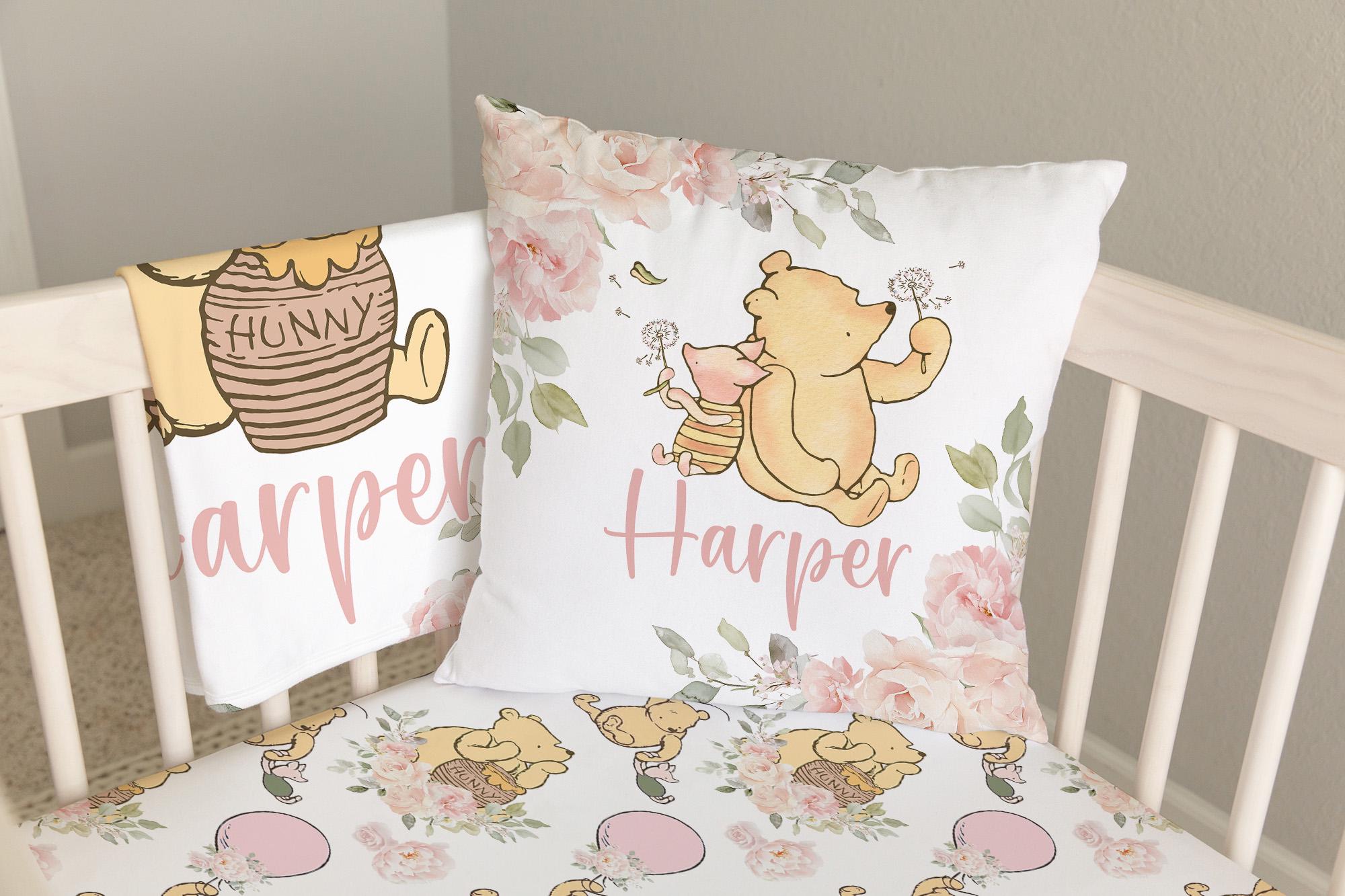 Winnie-the-pooh Crib Bedding Set Girl, Pink Baby Girl Bedding, Classic ...