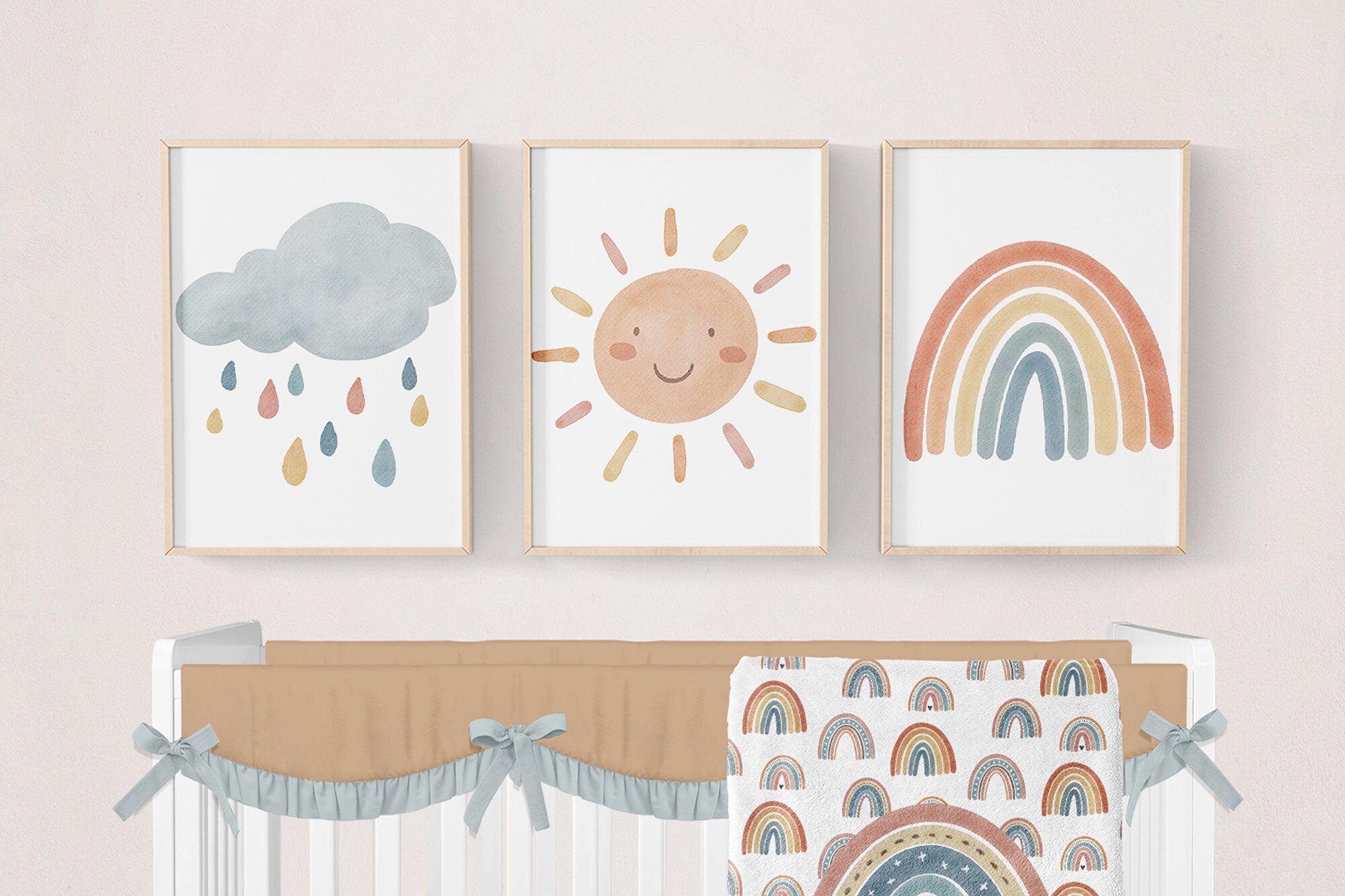 Rainbow Nursery Wall Art Set of 3 Prints Rainbow Nursery - Etsy