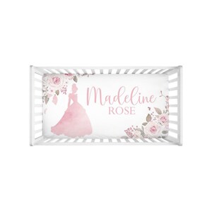 Personalized Princess Crib Sheets Girl, Pink Crib Bedding Girl ...