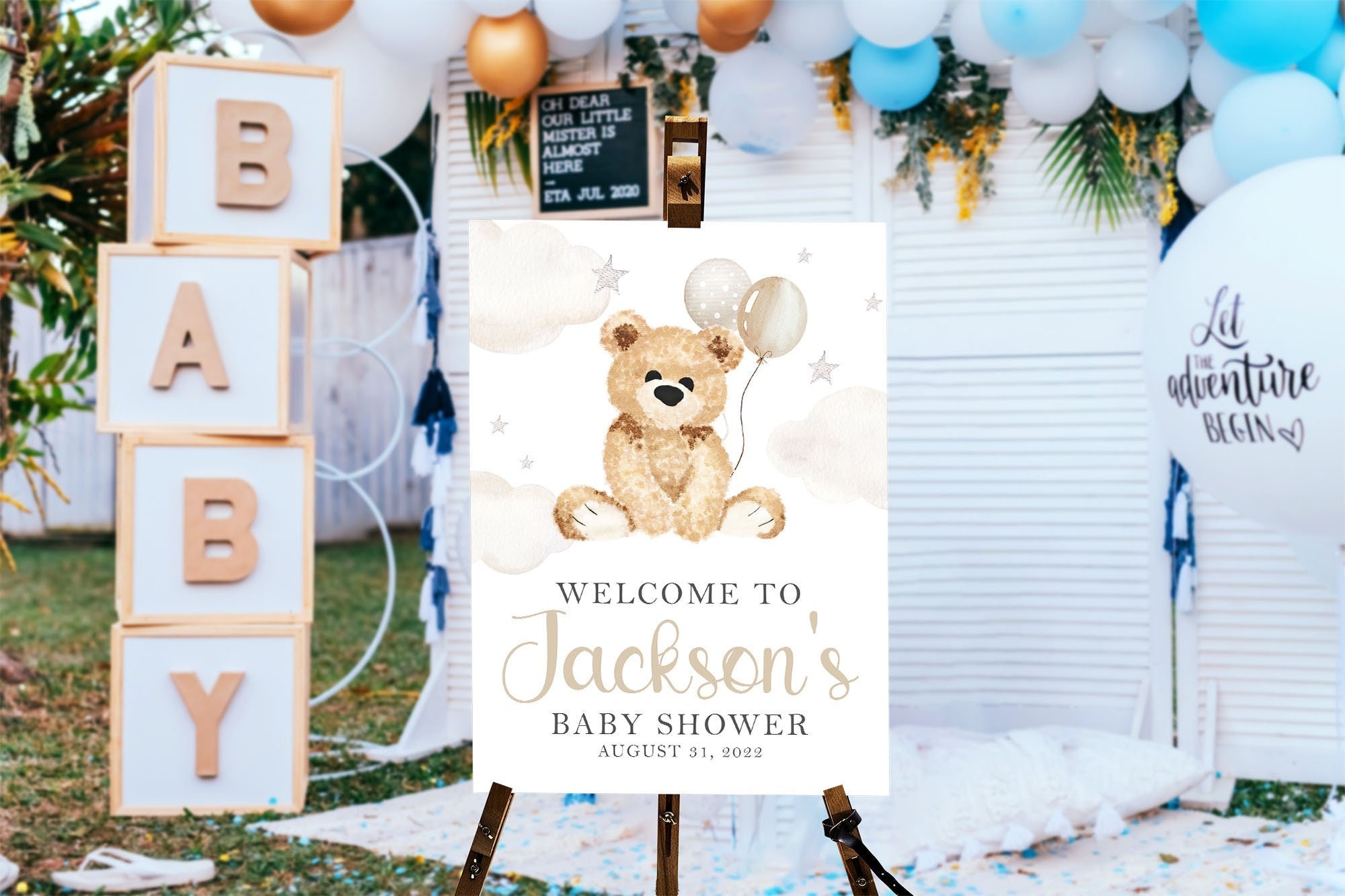 Teddy Bear Baby Shower Sign Baby Shower Welcome Sign Baby - Etsy