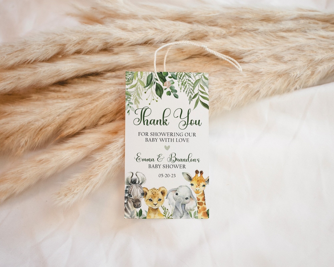 Editable Safari Favor Tags, Wild One Baby Shower Favor Thank You Tag ...
