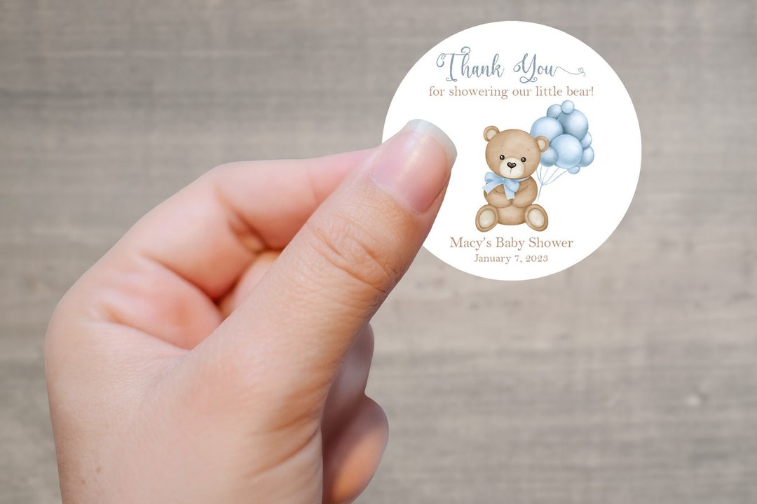 Teddy Bear Baby Shower Favor Labels, Teddy Bear Stickers, Personalized ...
