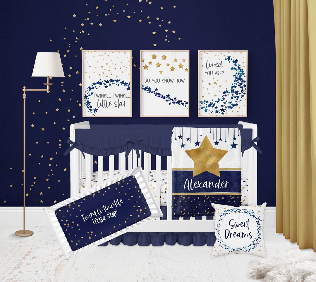 Star Crib Bedding Set Boy, Baby Boy Crib Bedding, Twinkle Twinkle ...