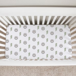 Baby Boy Crib Bedding Set, Neutral Boy Nursery Decor, Smile Face ...