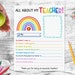 Teacher Appreciation Gift, All About My Teacher Rainbow Fill In ...