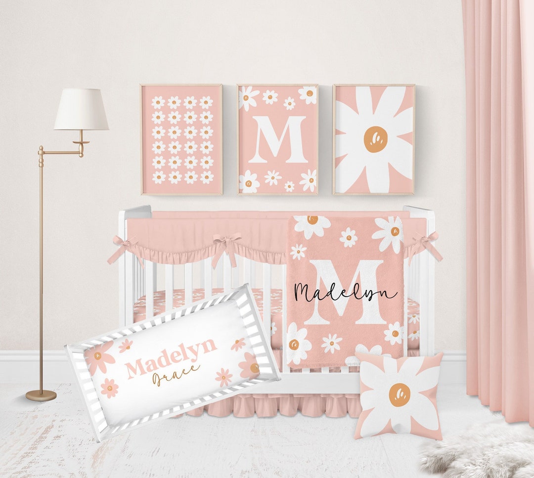 Daisy Crib Bedding Set Girl, Baby Girl Crib Bedding Set, Floral Baby ...