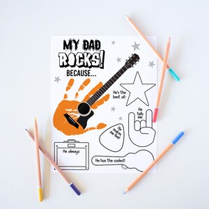 Fathers Day Handprint Art, My Dad Rocks Printable Fathers Day Craft ...