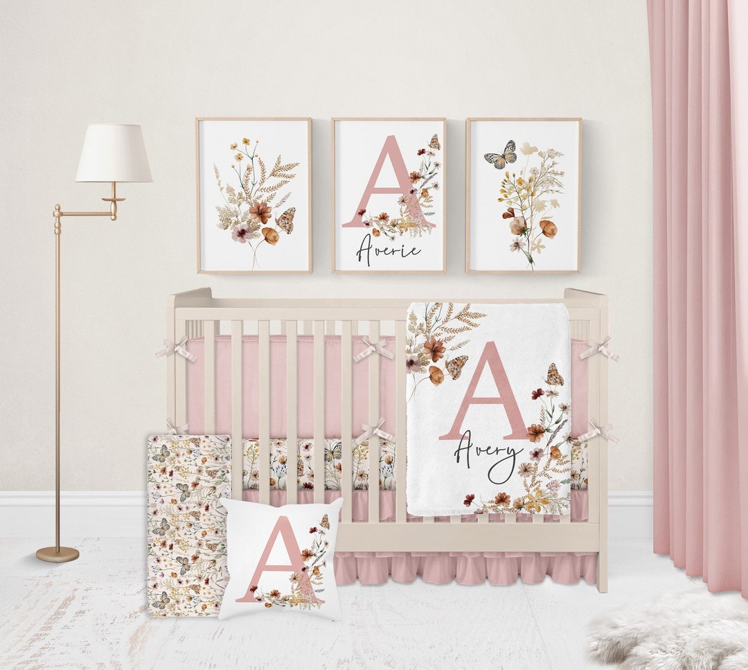 Wildflower Crib Bedding Set, Personalized Baby Girl Crib Bedding Set ...