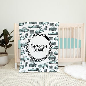 Car Crib Bedding Set, Personalized Boy Crib Bedding, Truck Baby Bedding ...