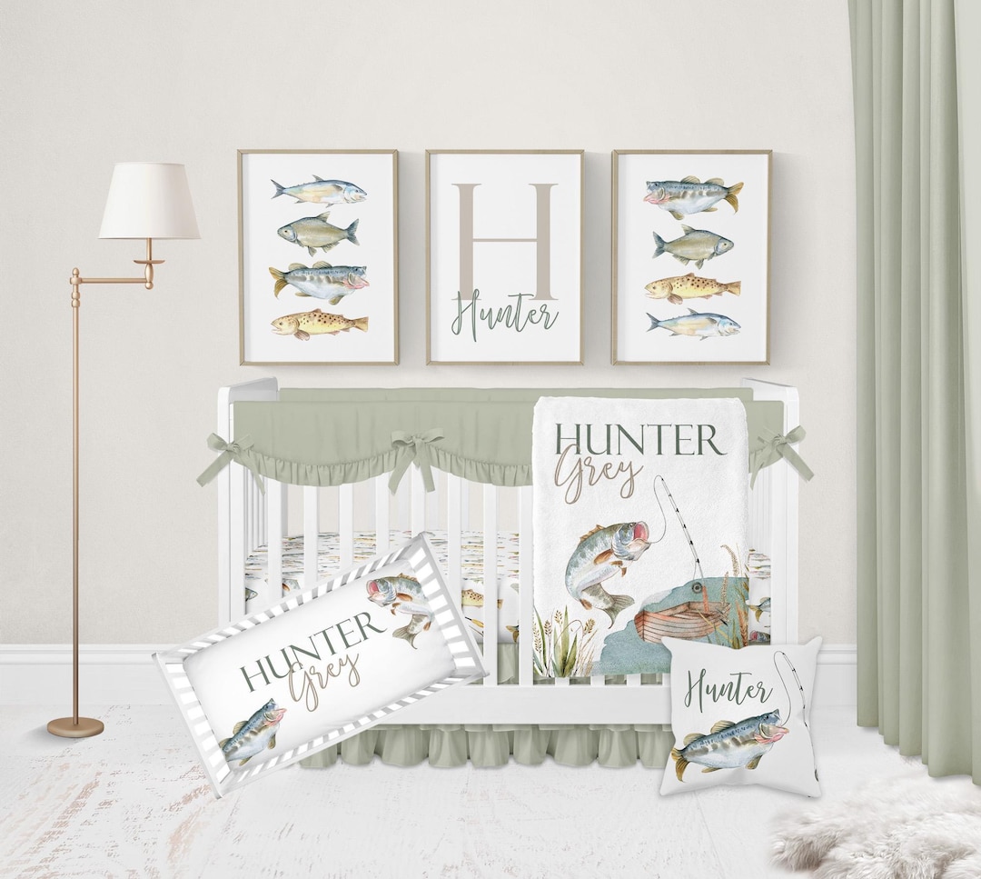 Fishing Crib Bedding Set Boy, Baby Boy Crib Bedding Set, Fishing ...