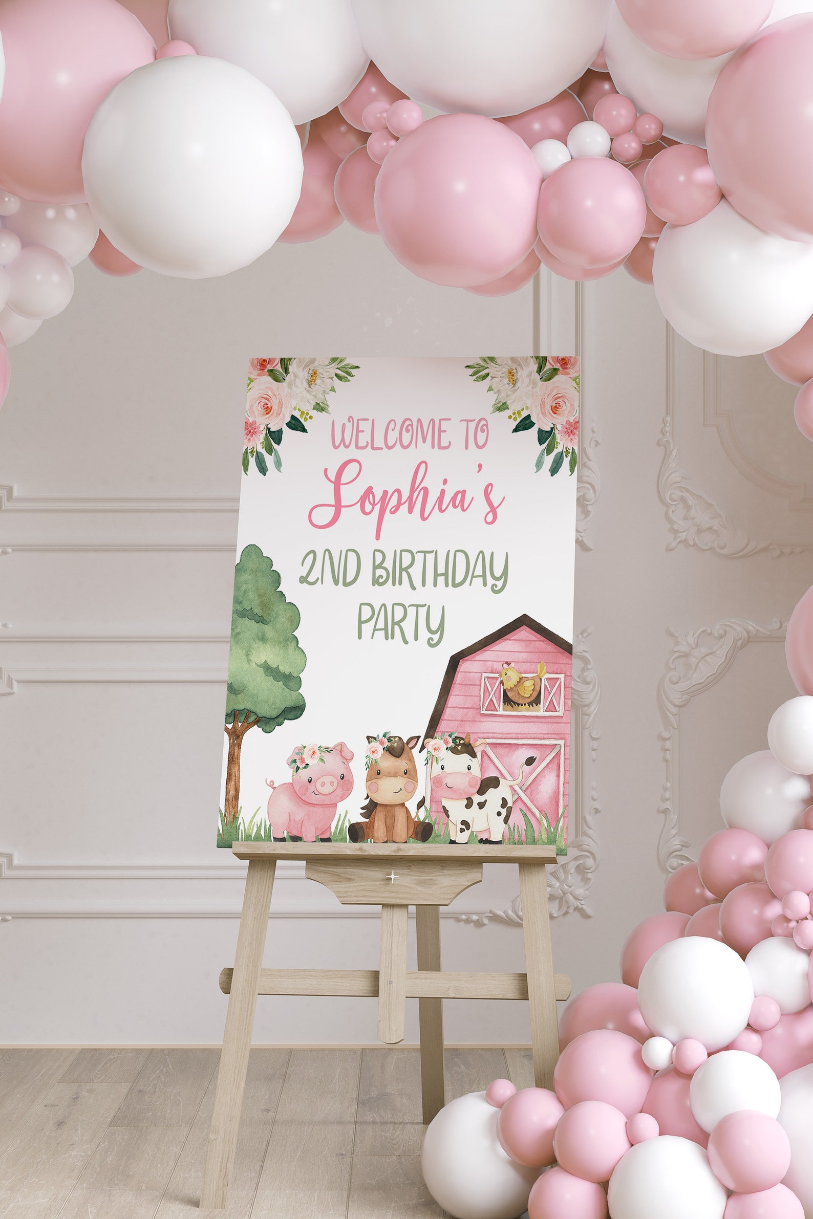 Girl Farm Birthday Welcome Sign, Floral Farm Birthday Decorations, Girl ...