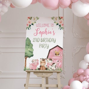 Girl Farm Birthday Welcome Sign, Floral Farm Birthday Decorations, Girl ...