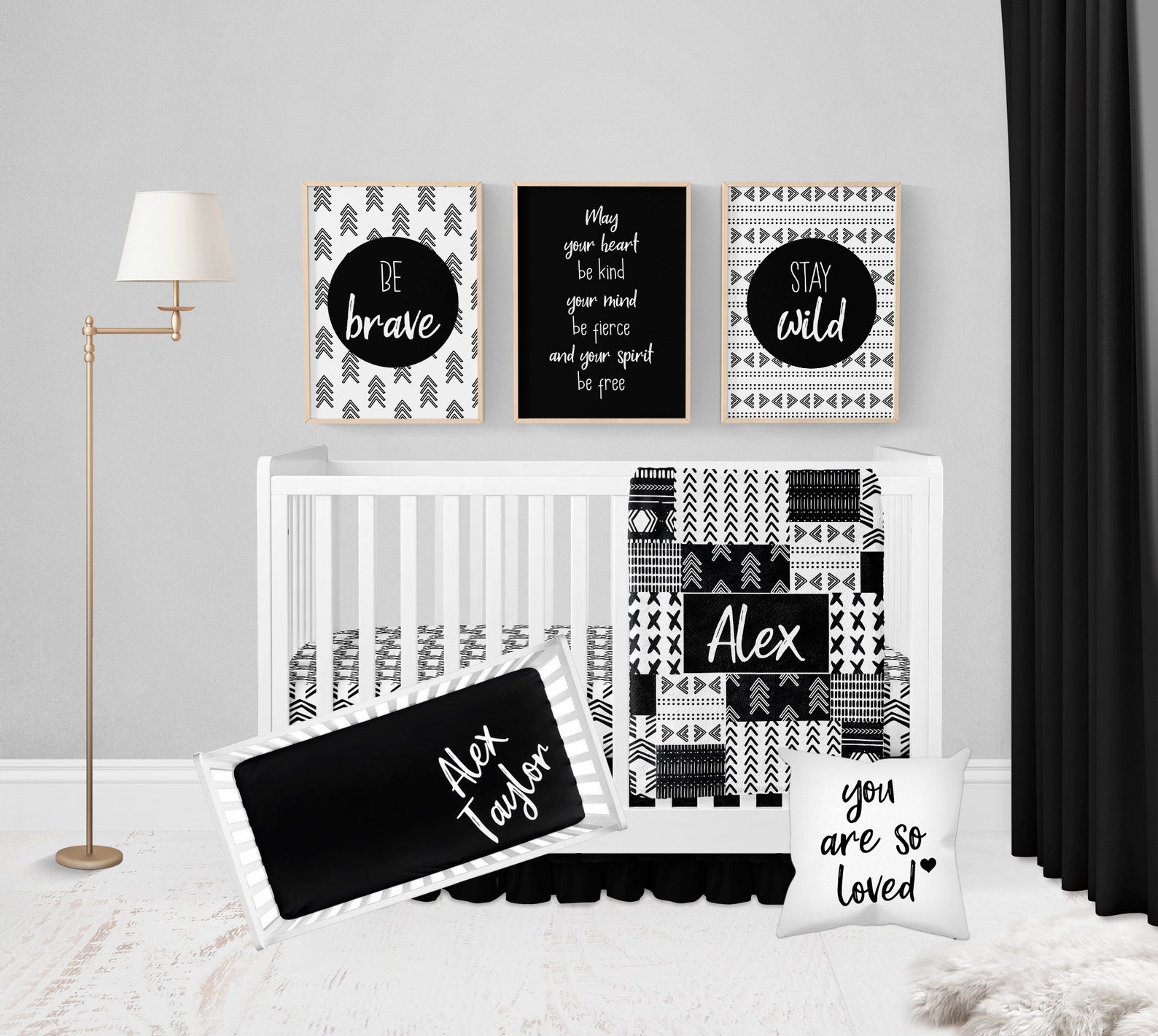 Personalized Black and White Crib Sheet Black and White Crib - Etsy