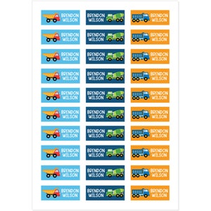 Boy Name Labels, Personalized Name Labels for School Supplies, Truck ...