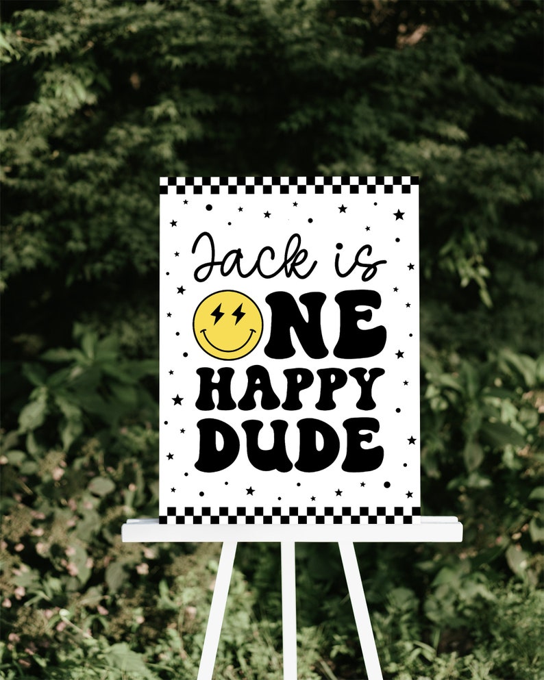 One Happy Dude Birthday Sign Birthday Welcome Sign One Happy - Etsy