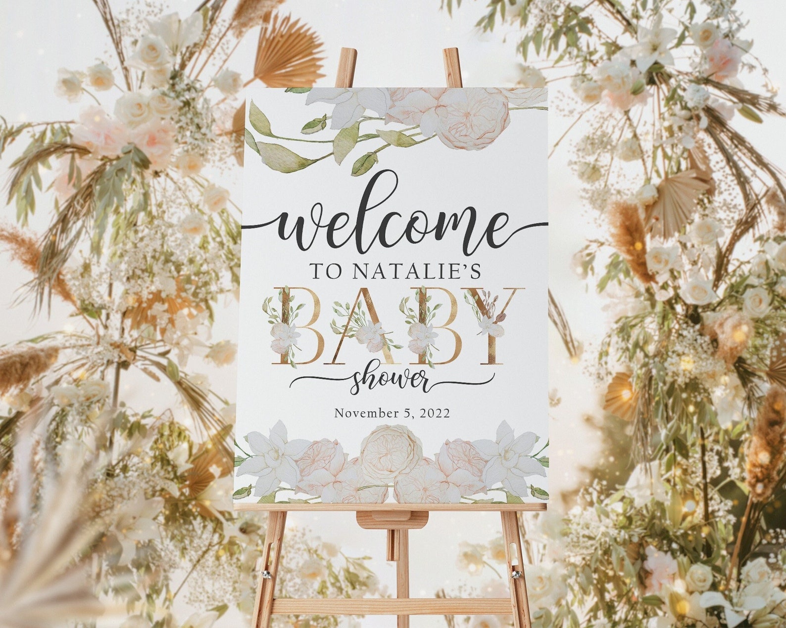 Floral Baby Shower Welcome Sign Baby Shower Sign Greenery - Etsy