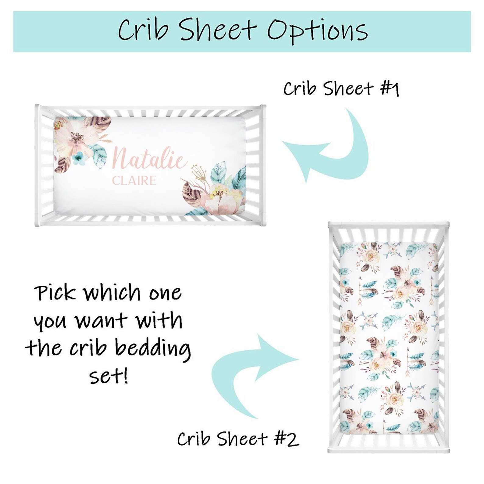 Boho Crib Bedding Set Baby Girl Crib Bedding Floral Crib - Etsy