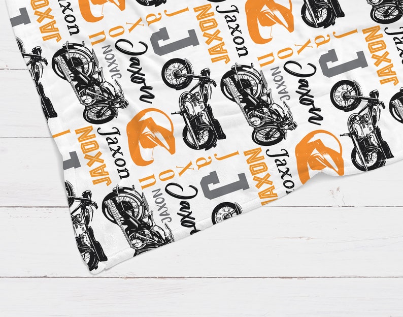 Personalized Motorcycle Blanket, Baby Name Blanket, Baby Boy Blanket ...