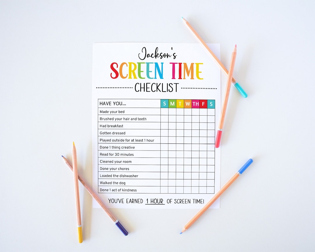 Summer Screen Time Checklist Editable, Screen Time Rules for Kids ...