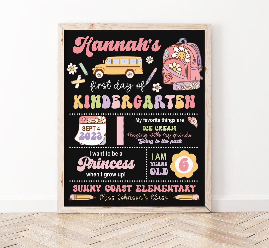 Groovy First Day of School Sign, Editable First Day of School ...