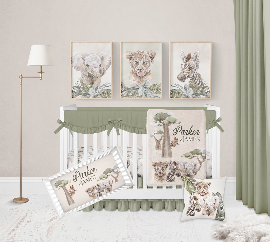 Safari Crib Bedding Set, Safari Animal Baby Bedding Set, Safari Nursery ...