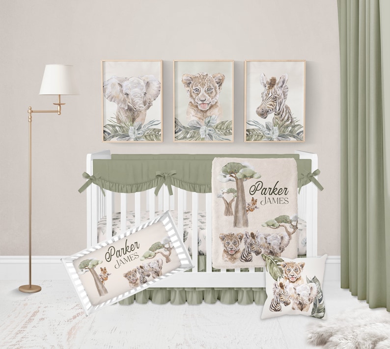 Safari Crib Bedding Set Safari Animal Baby Bedding Set | Etsy