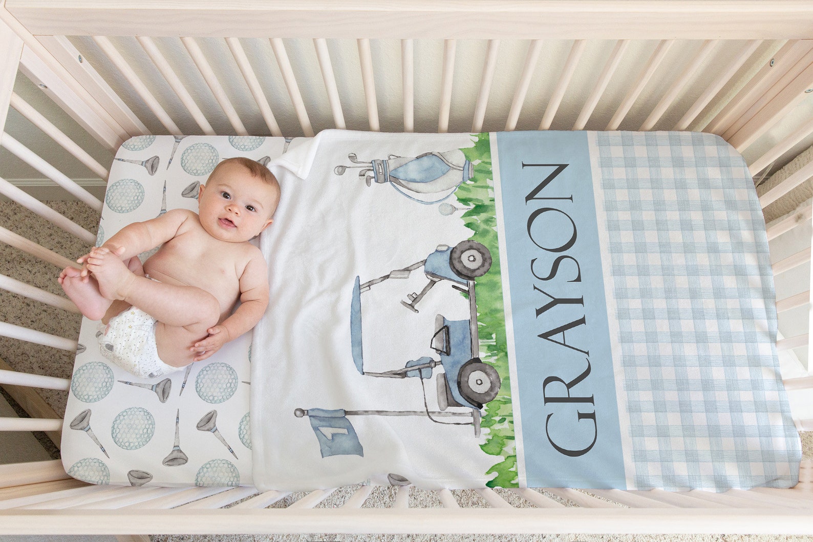Golf Crib Bedding Set Boy, Golfing Baby Boy Crib Bedding Blue, Golf ...