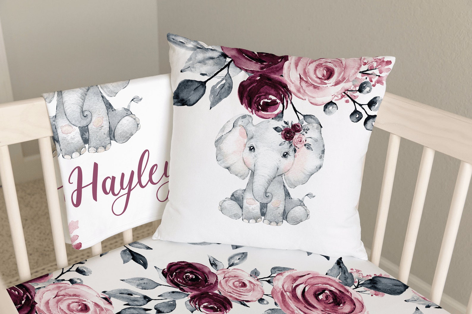 Elephant Crib Bedding Set, Baby Girl Crib Bedding Set, Elephant Nursery ...