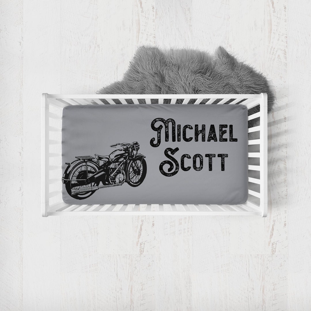 Personalized Motorcycle Crib Sheet, Motorcycle Crib Bedding, Motorcycle ...