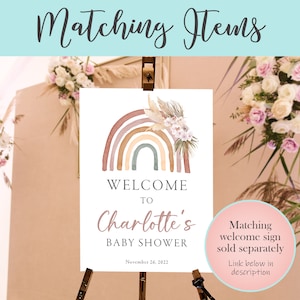 Boho Baby Shower Favors Sign, Rainbow Baby Shower Sign, Bohemian Baby ...