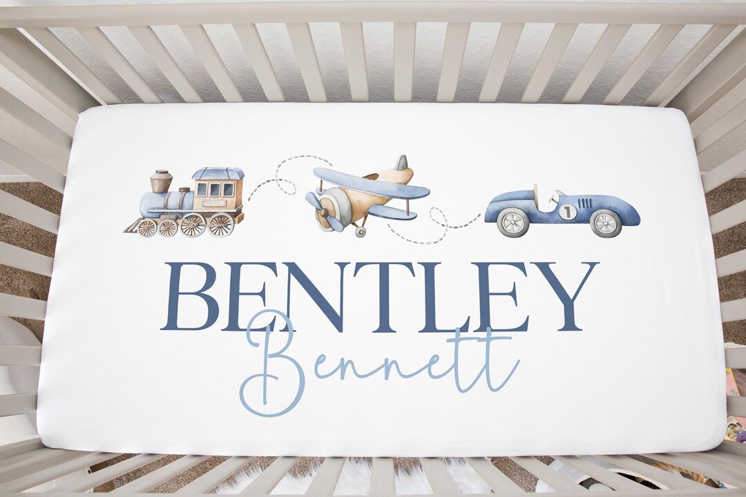 Personalized Baby Boy Crib Sheet, Blue Crib Sheets Boy, Baby Boy Crib ...