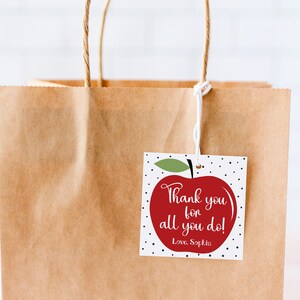 Apple Thank You Tag, Editable Teacher Appreciation Gift Tag, Teacher ...