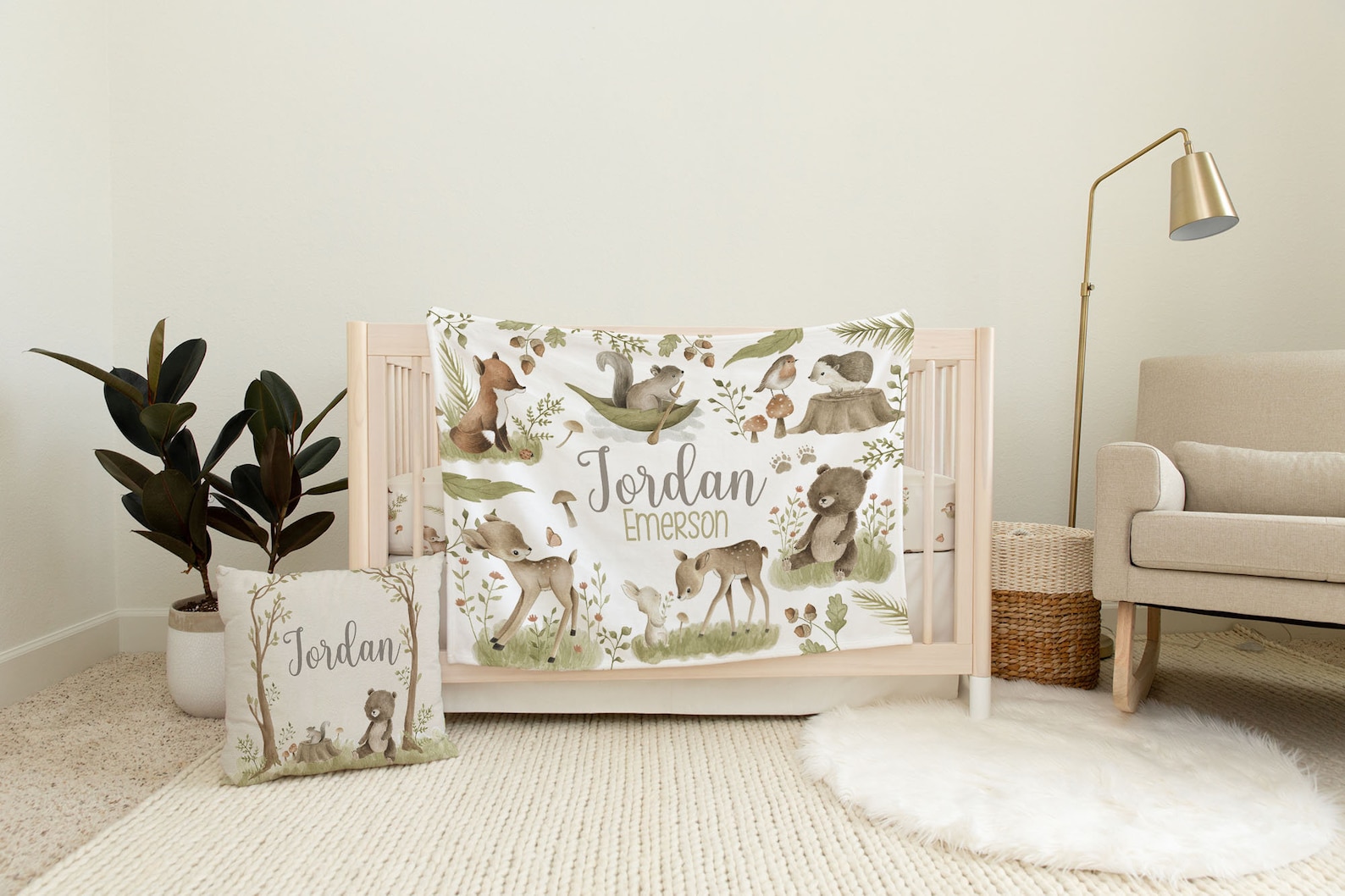 Woodland Crib Bedding Set, Gender Neutral Crib Bedding, Baby Boy Crib ...