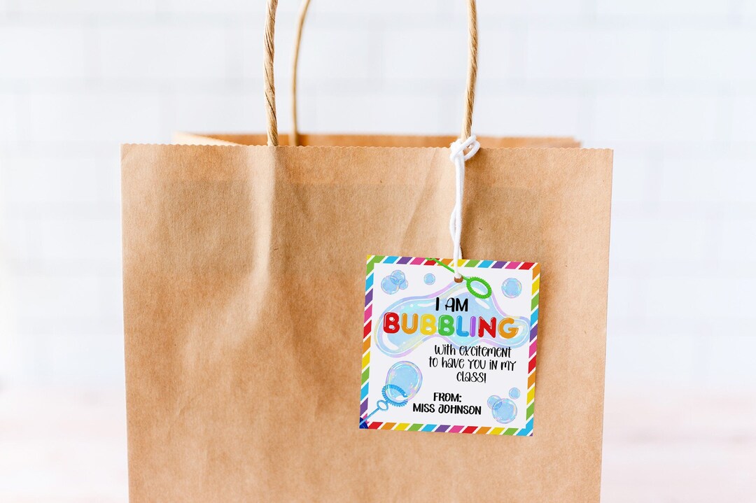 Back to School Tags, Bubbles Gift Tags, First Day of School Gift Tag ...