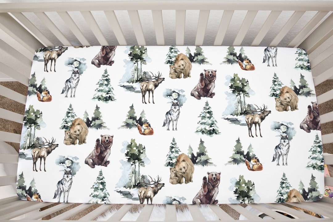 Woodland Crib Sheet, Crib Sheets Boy, Woodland Crib Bedding, Baby Boy ...