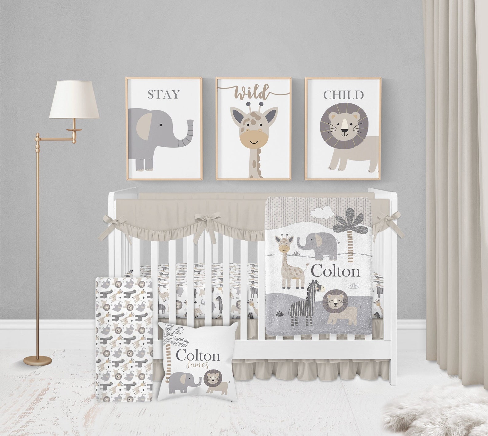 Safari Crib Bedding Set, Safari Animal Baby Bedding, Safari Nursery ...