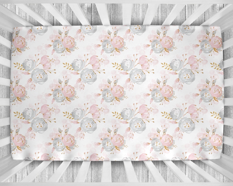 Elephant Baby Bedding Set, Pink Floral Crib Bedding, Girl Nursery ...