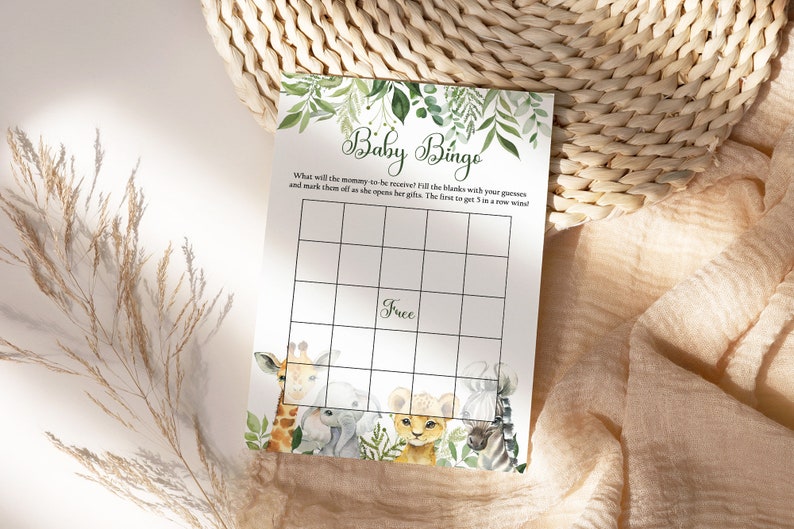 Safari Baby Shower Bingo Game Printable Baby Shower Bingo - Etsy