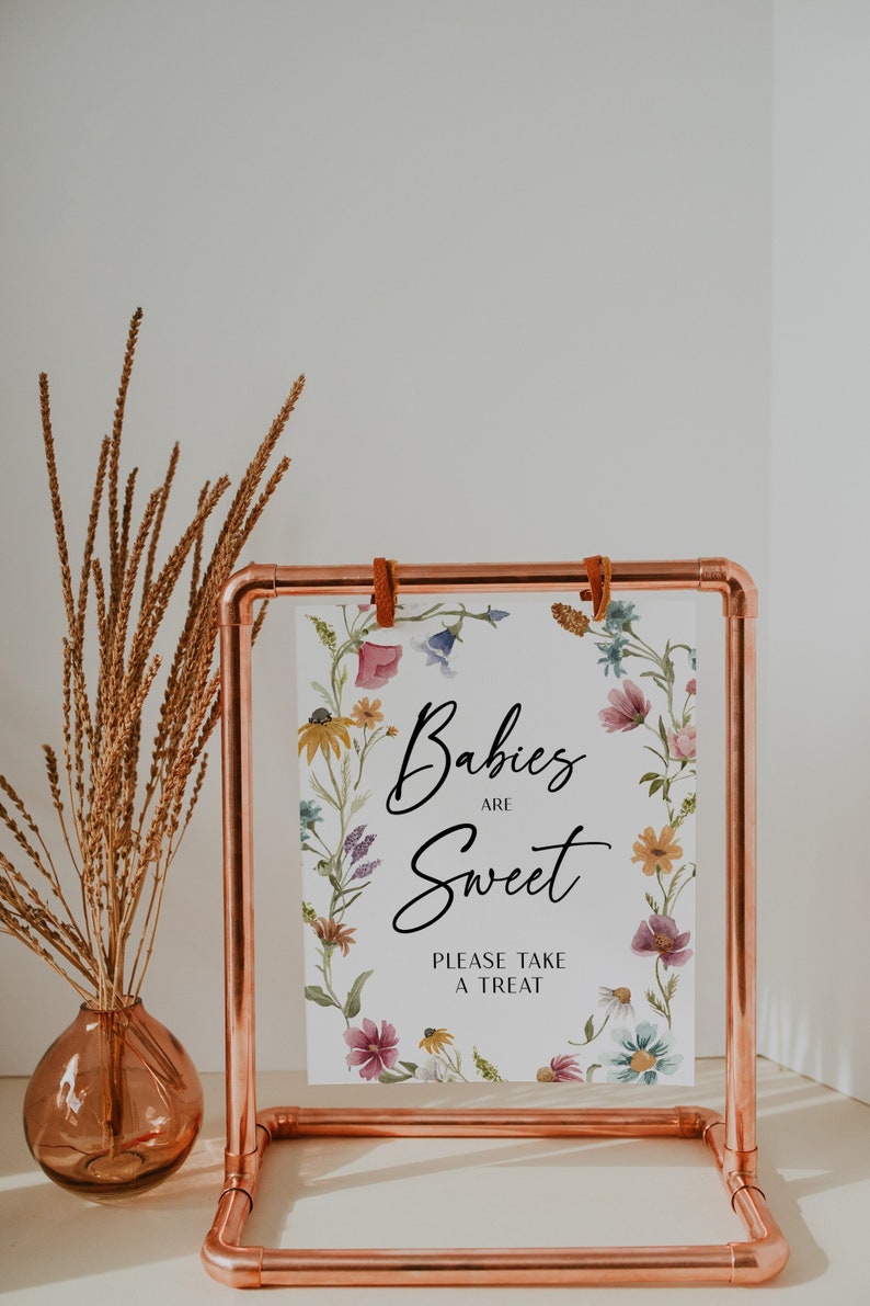 Floral Baby Shower Babies Are Sweet Sign, Wildflower Baby Shower Treat ...