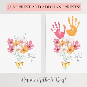 Flower Handprint Craft Art, Mothers Day Crafts for Kids Printable ...