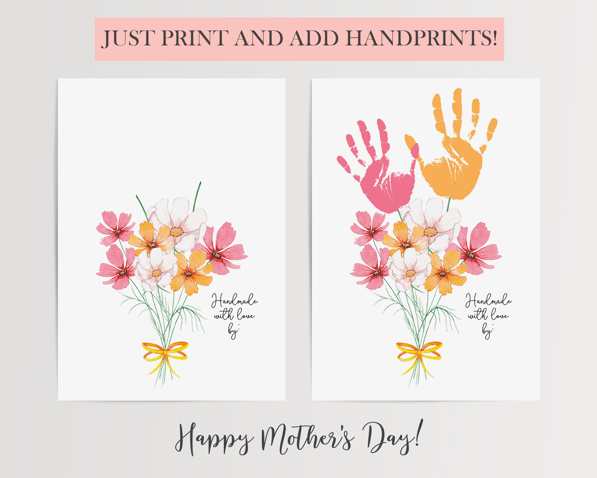 Flower Handprint Craft Art, Mothers Day Crafts for Kids Printable ...