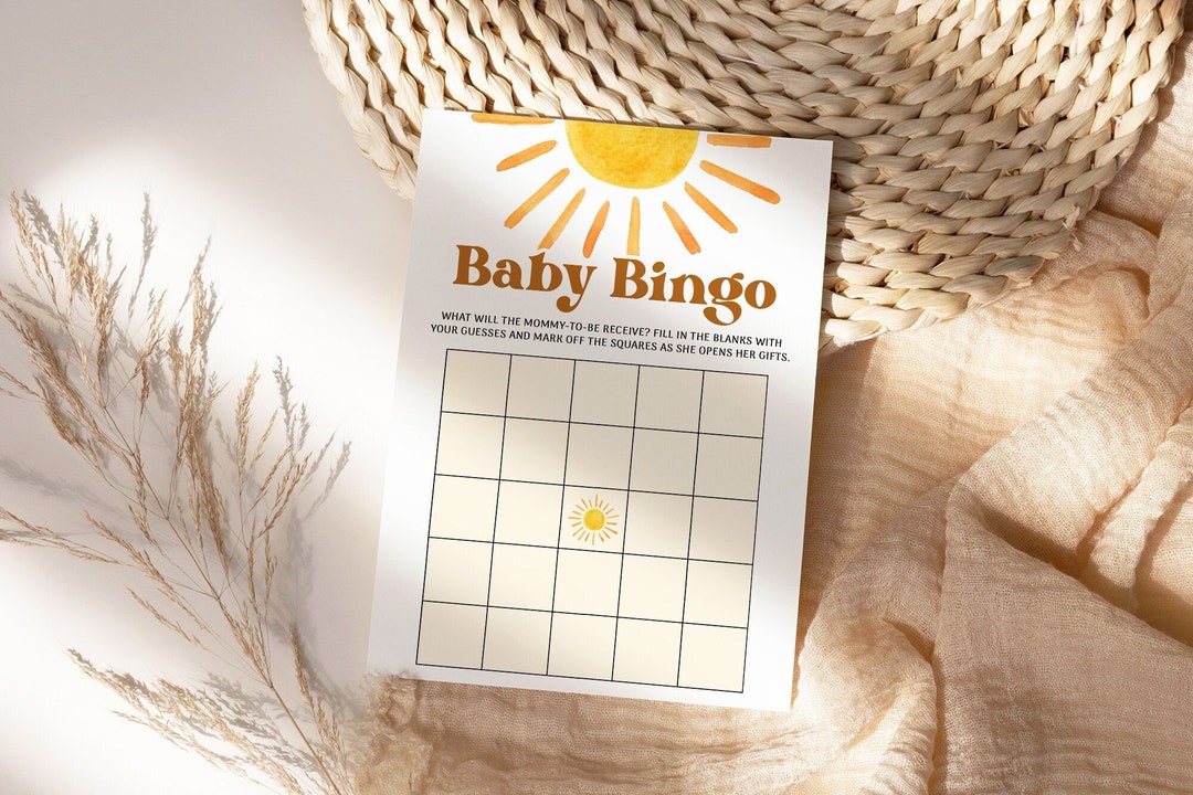 Boho Baby Bingo Game, Baby Shower Bingo Cards, Sunshine Baby Shower ...