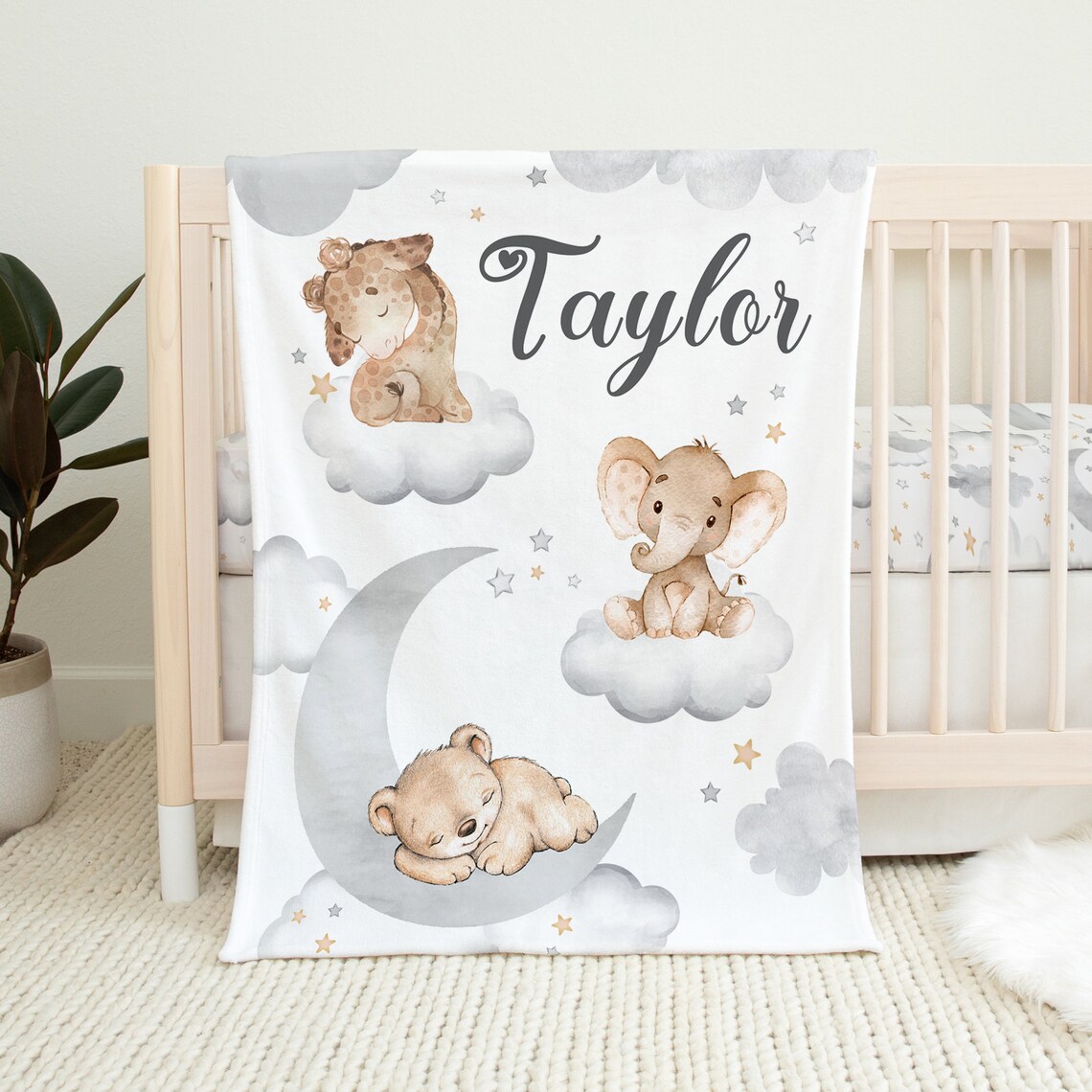 Neutral Crib Bedding Set, Moon and Stars Crib Bedding, Gender Neutral ...